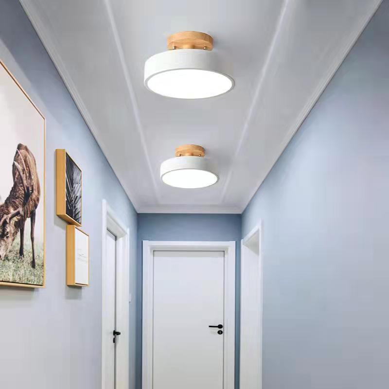 LED Ceiling Light Nordic Simple Macaron Wood Chandelier for Corridor ...