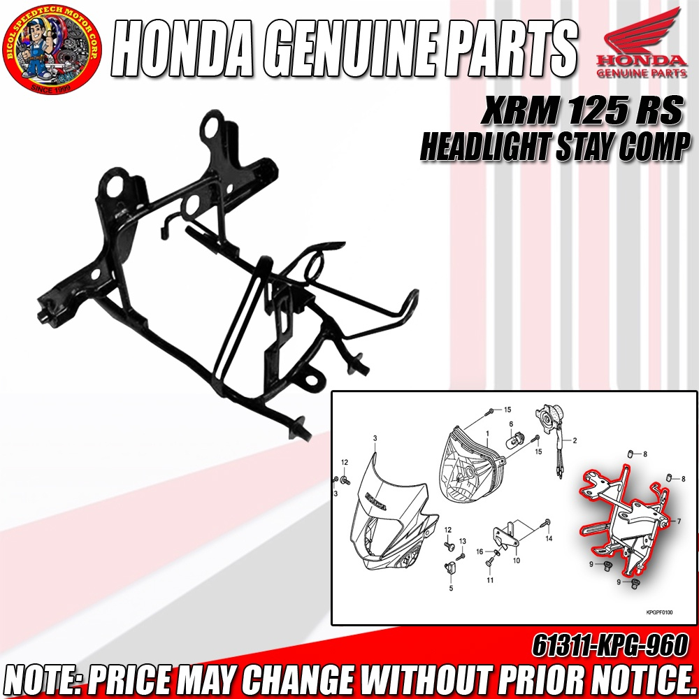 XRM RS 125 HEADLIGHT STAY COMP (HPI) (GENUINE: 61311-KPG-960) | Shopee ...