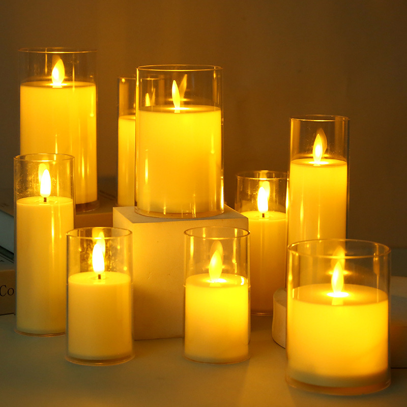 Candle in Glass Led Flameless Candle With Glass Cover for Home Wedding ...