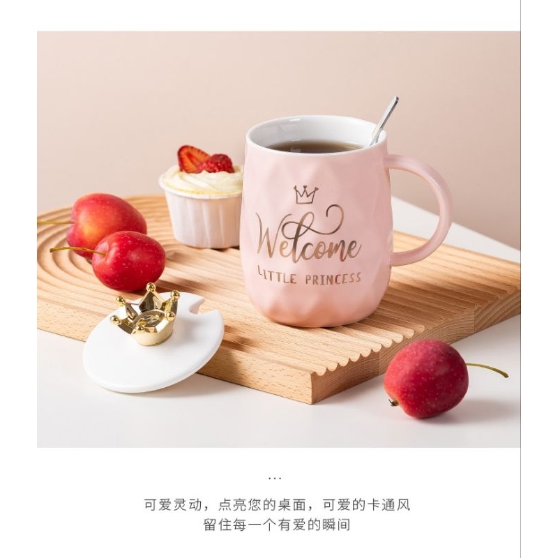 crown lid luxury pink ceramic mug | Shopee Philippines