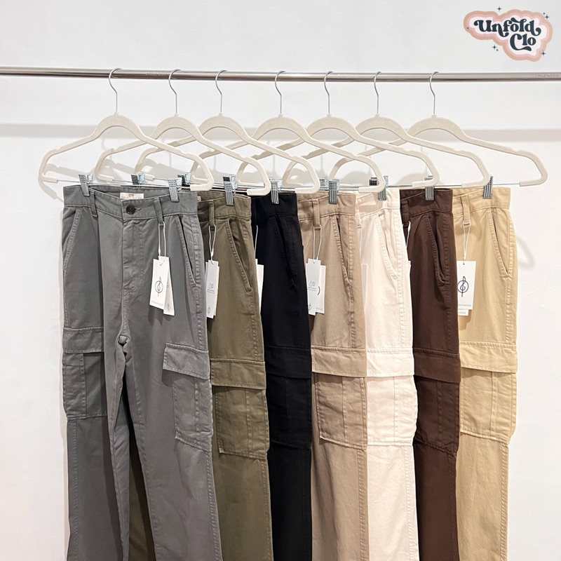 (22-28) STR High Waist Straight Cargo Trousers | Shopee Philippines