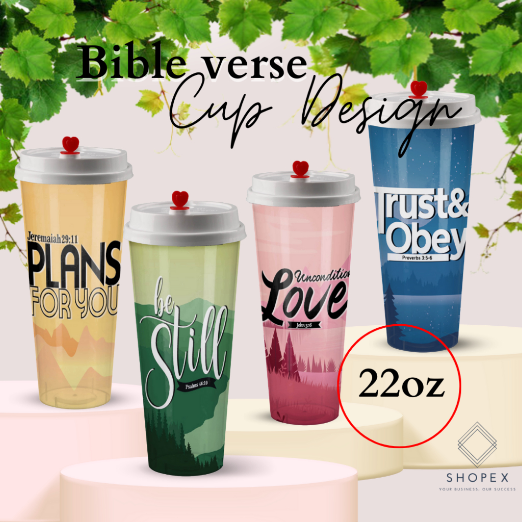 [50pcs] Bible verse Milktea Hard Cup 22oz / Milktea Cup cup Design ...