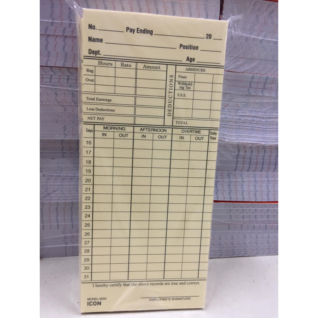 Time Card / DTR for the employees | Shopee Philippines