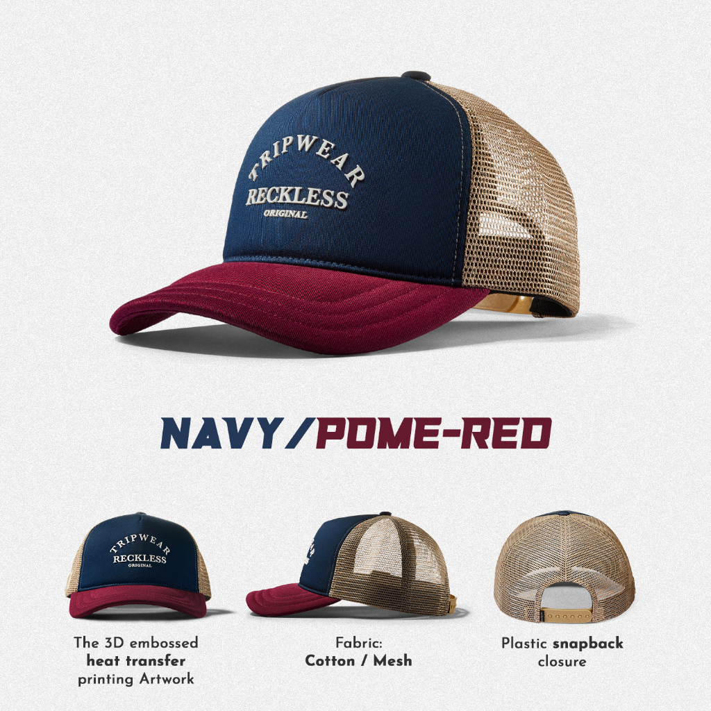 Reckless Tripwear Cap - Trucker Cap - Cotton Khaki Fabric, Breathable ...