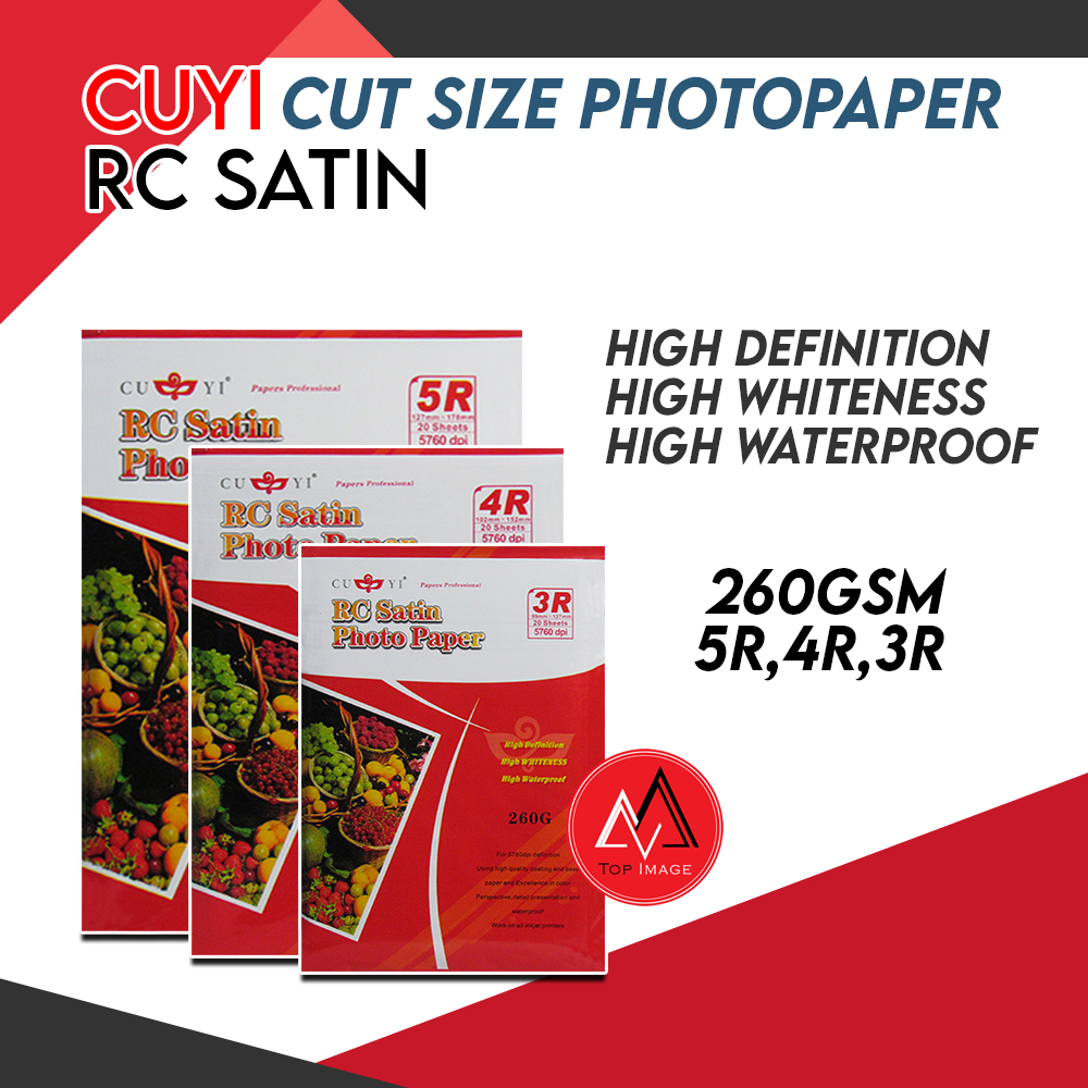 Cuyi rc satin 3R 4R 5R size high quality 260gsm waterproof photo paper ...