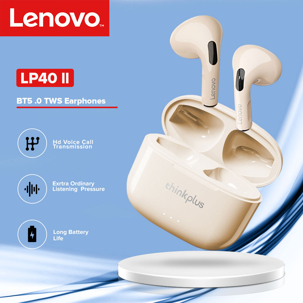 Lenovo Thinkplus LivePods LP40 II Bluetooth Earphones Bass TWS Wireless Earbuds | Shopee Philippines