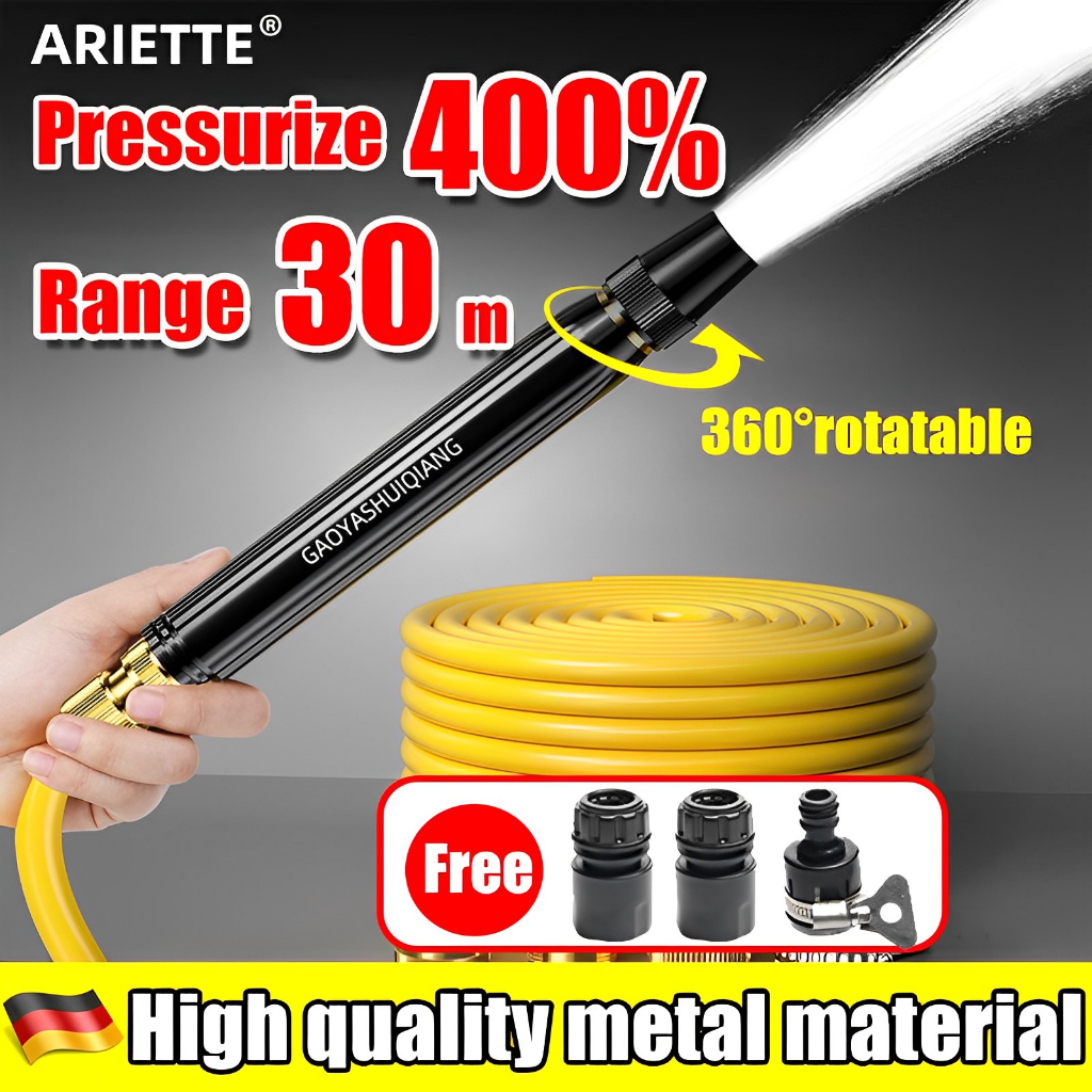 With 10m Hose Portable Water Gun Spray Gun 360°Rotatable Boost 400% ...