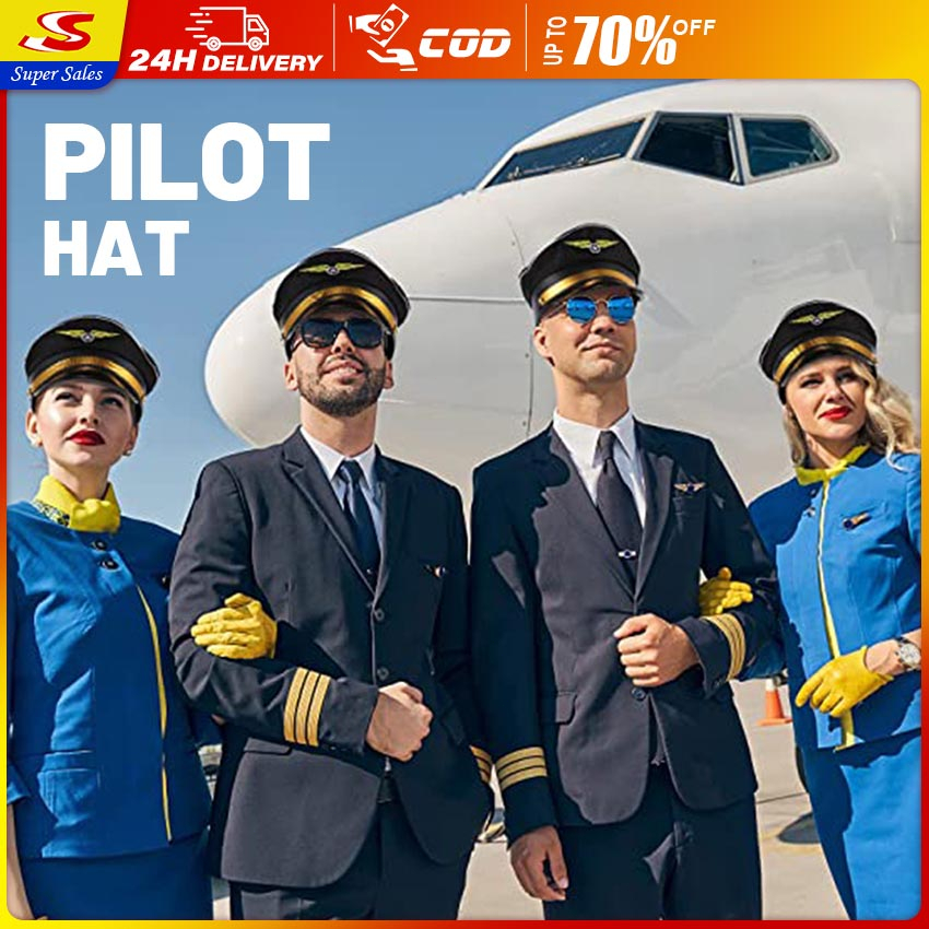 【SuperSales】Adjustable Pilot Cap Cosplay Costume Captain Hats Navy ...