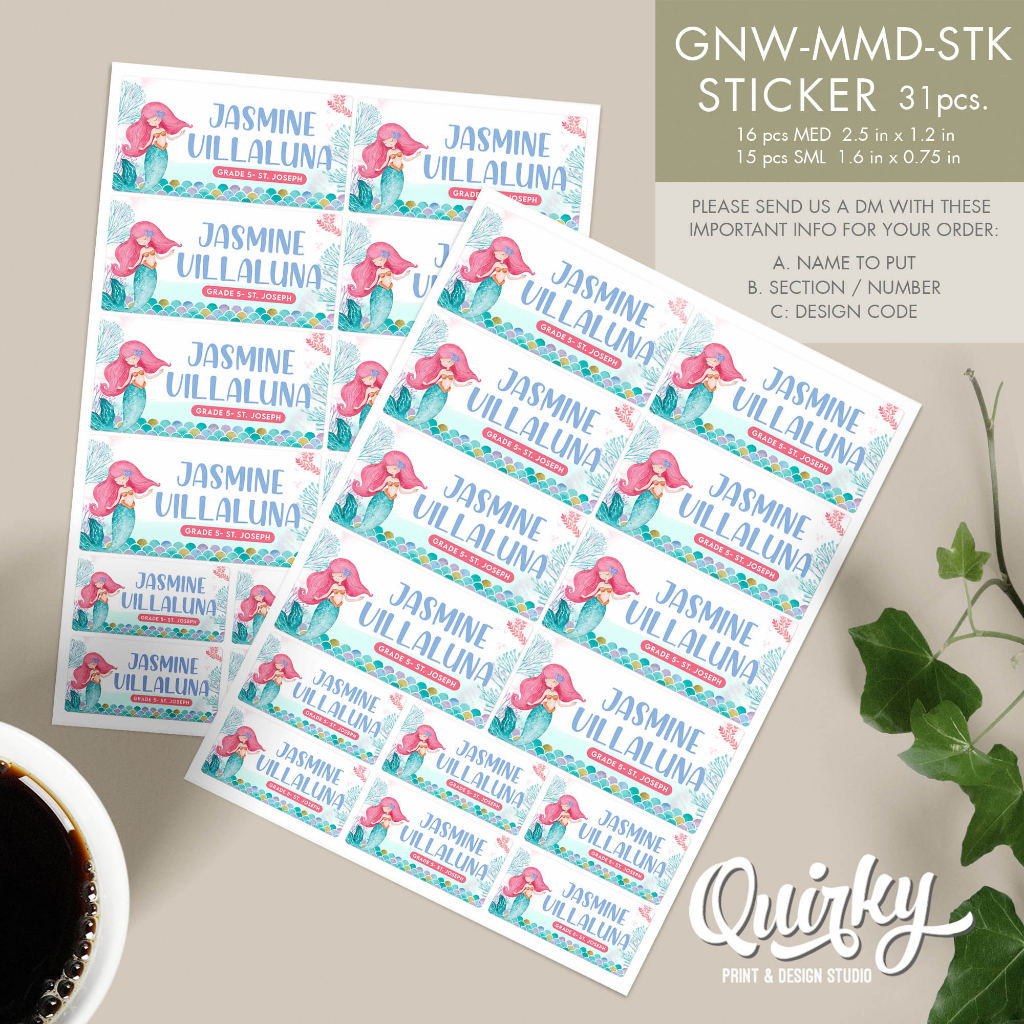 Personalized Waterproof Name Stickers - Girl Designs | Shopee Philippines