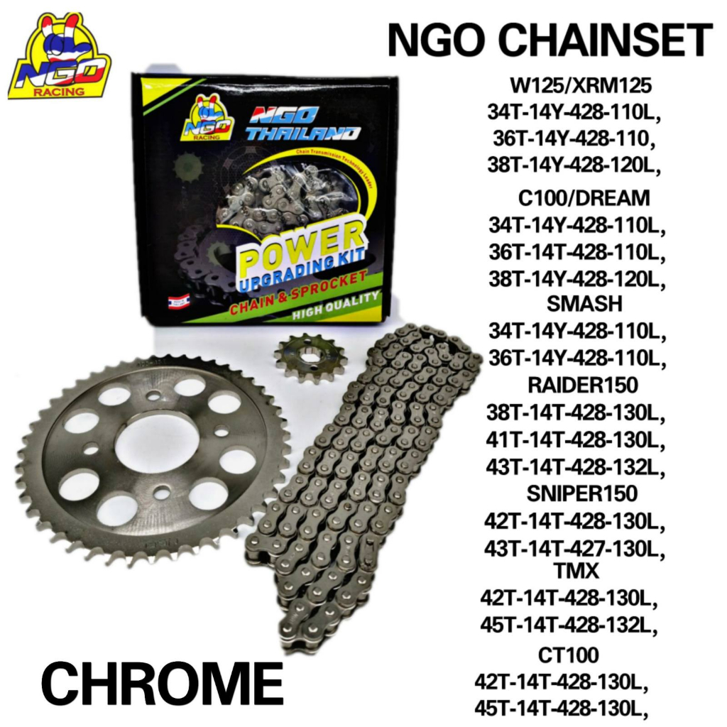NGO CHAIN set SPROCKET SET FOR WAVE125.XRM125,C100,DREAM,SMASH ...