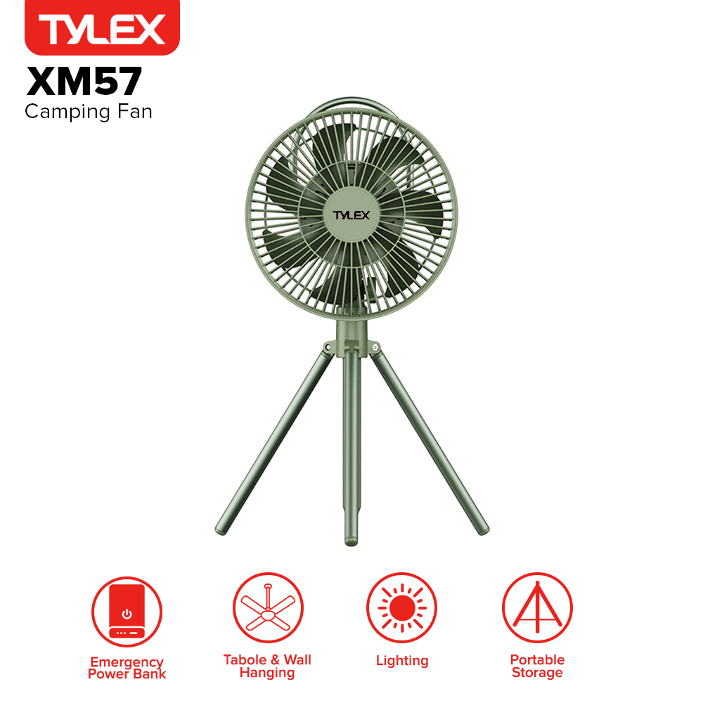 TYLEX XM57 Camping Fan Table & Wall Hanging Powerbank Lighting Portable ...