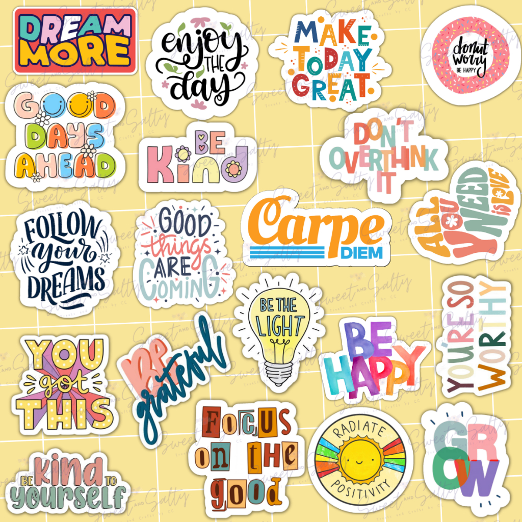 20 pcs. Waterproof Vinyl Stickers (Coffee, Cute Pink, Cute Food, Travel ...