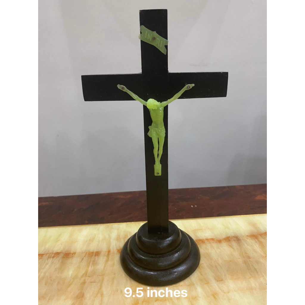 Crucifix Wood Cross Jesus Wooden Crucifix 9.5 inches Luminous Jesus ...