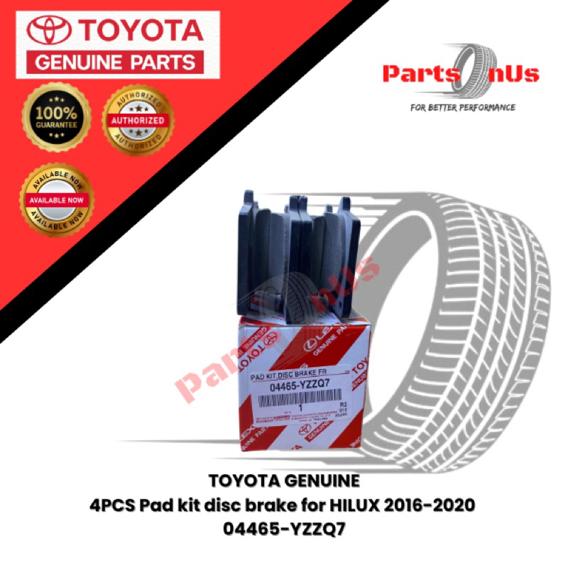 Toyota Genuine 4PCS Pad kit disc brake for HILUX 2016-2020 | 04465 ...