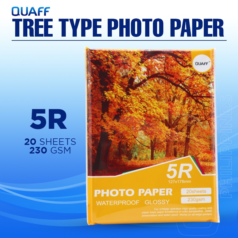 QUAFF Photo Paper Tree Type 5R 230GSM Glossy Photo Paper (20 sheets ...