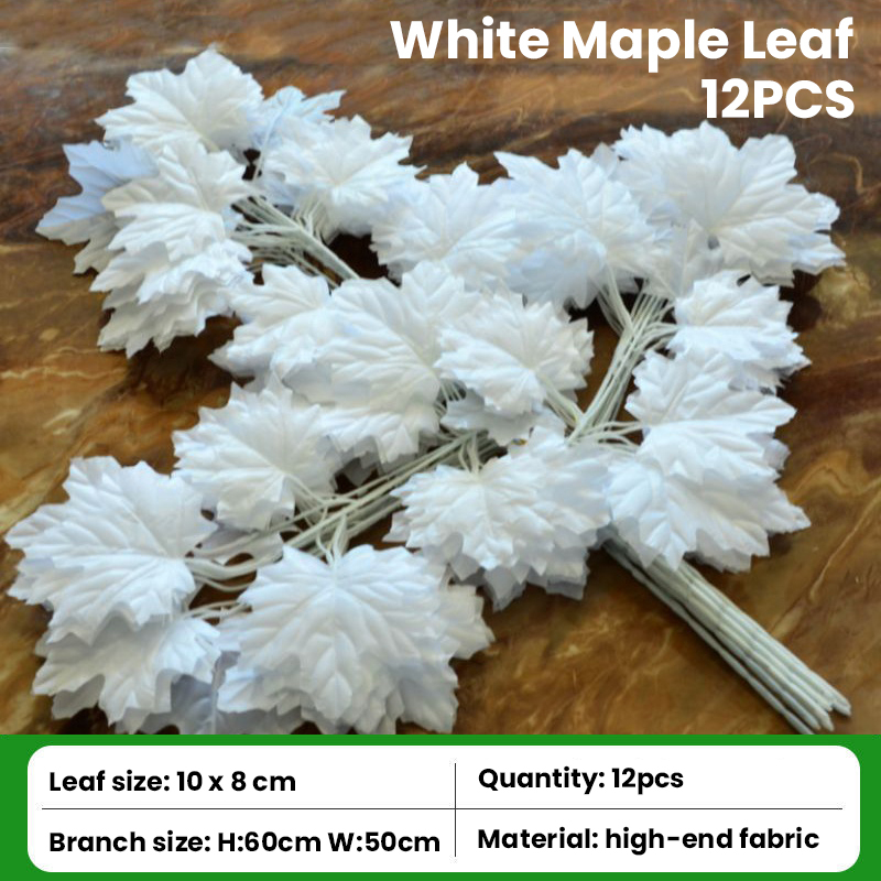 12PCS Gold/White/Red Artificial Maple/Mango Leaves Beautify Indoor Fake ...
