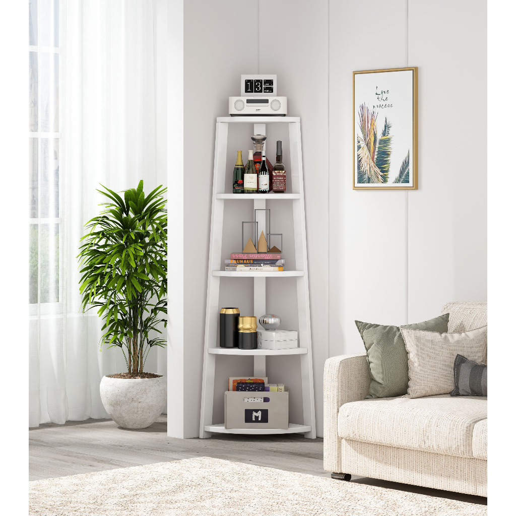 4/5/6 Layer Solid Wood Corner Book Shelf Flower Stand Storage Rack ...