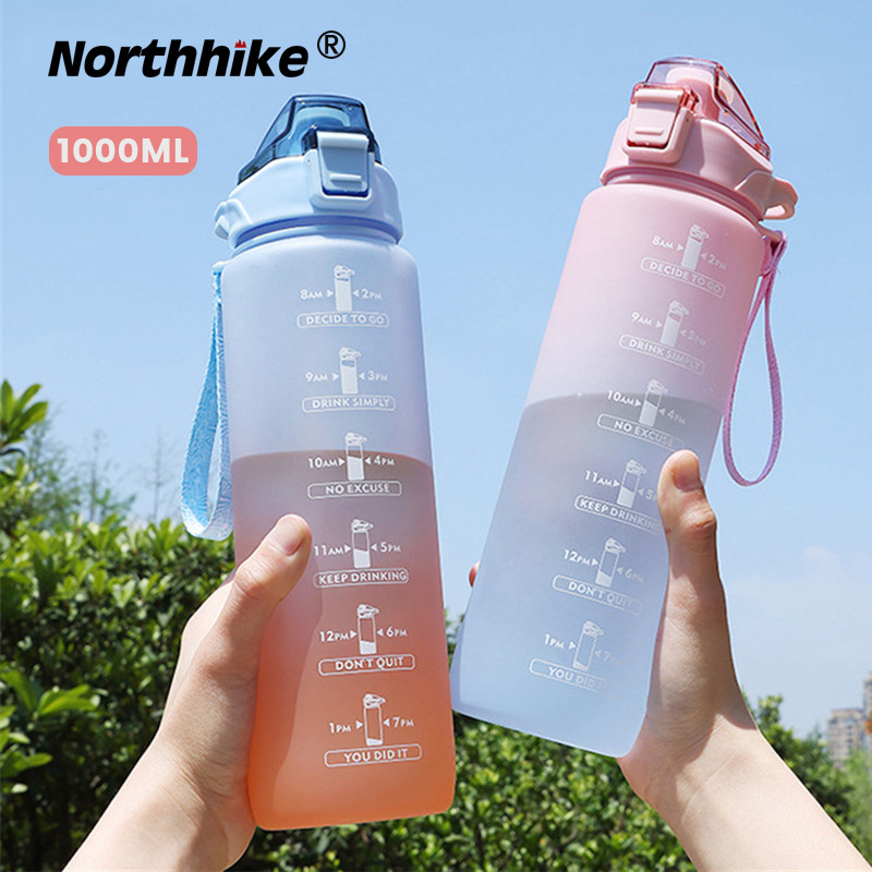 Northhike 1000ML Water Bottles with Time Marker-BPA Free Locking Flip-Flop Lid Drinking Bottles ...