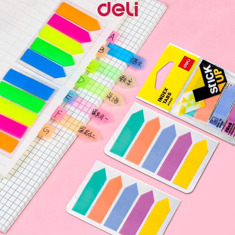 Deli Colorful Lable Sticker Bookmarks Tearable Notepad Sticky Note Memo ...