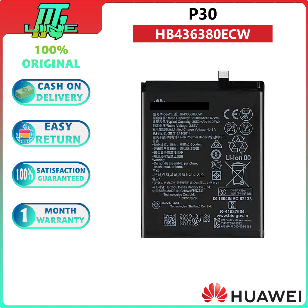 Original Hua-Wei P30 2019 Battery HB436380ECW 3550mAh Capacity | Shopee ...
