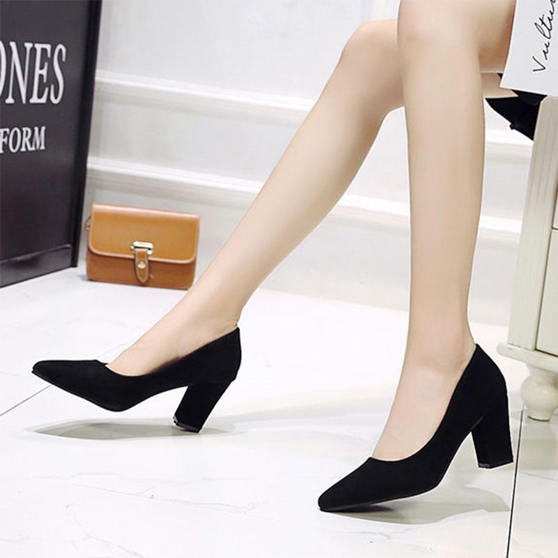SWEETC Available in Manila Shoes for Women Black Pointed-toe Pump Suede ...