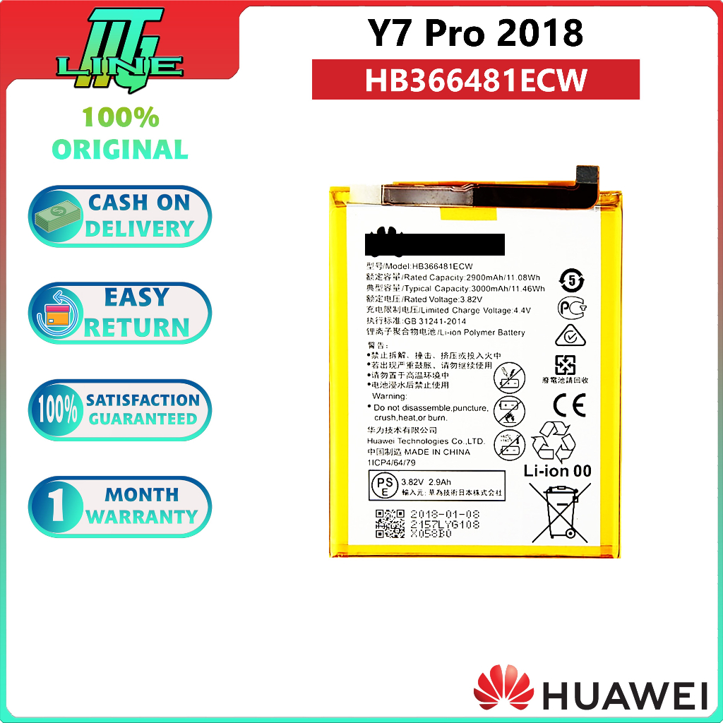 Original Hua-Wei Y7 Pro 2018 Battery HB366481ECW 2900mAh Capacity ...