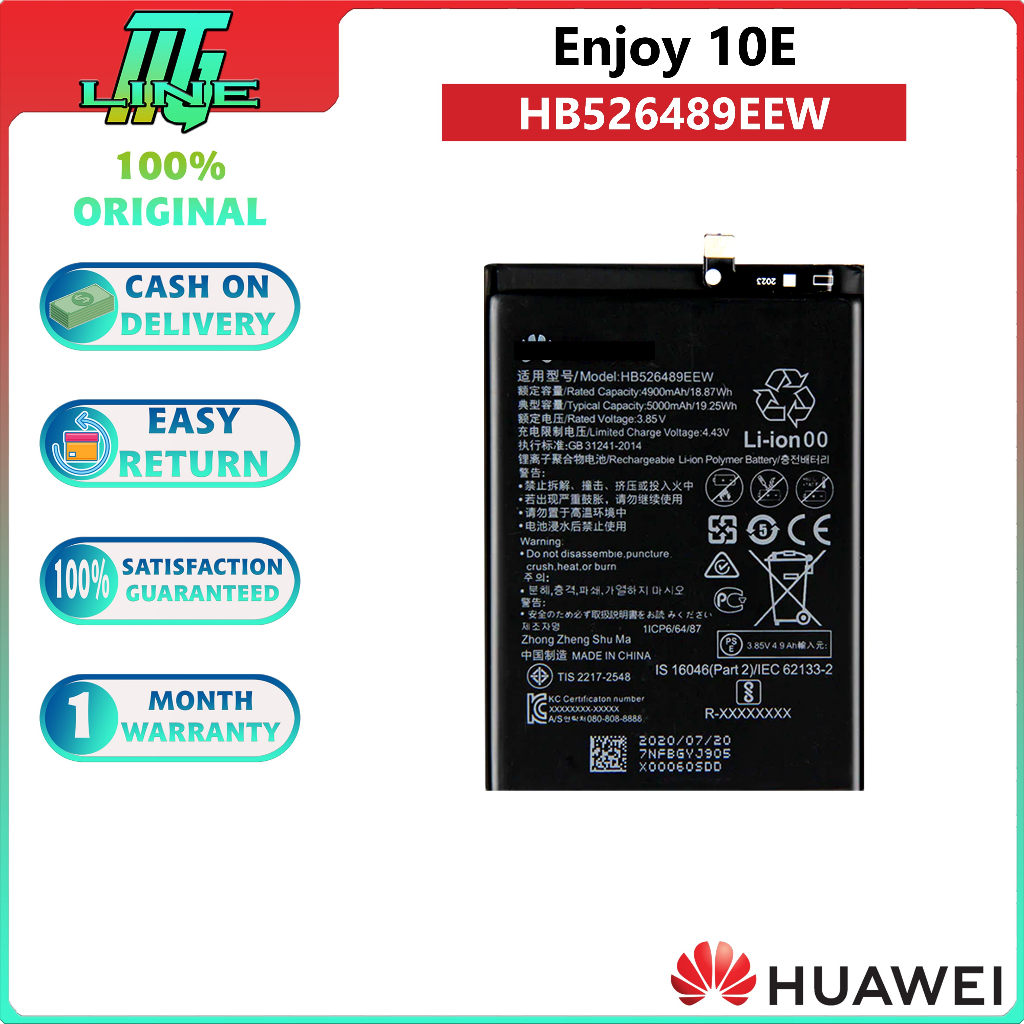 Original Hua-Wei Enjoy 10E Battery HB526489EEW 4900mAh Capacity ...