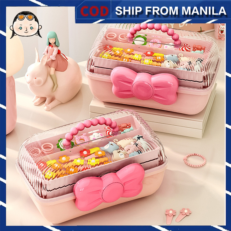 Practical hair accessory storage box 2-layer organizer Children's hair ...