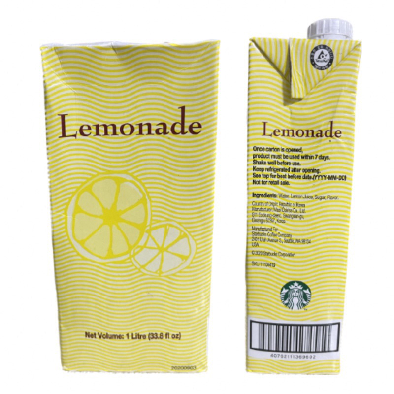 Starbucks Lemonade 1L | Shopee Philippines