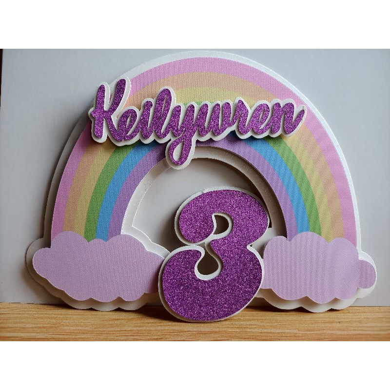 Rainbow Cardstock Topper 2D (with name and age) | Shopee Philippines