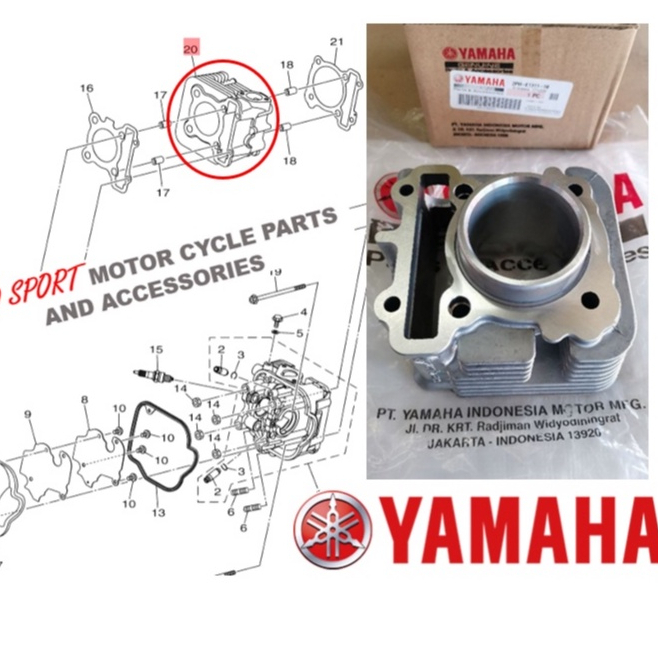 CYLINDER BLOCK STD FOR MIO GEAR / MIO GRAVIS YAMAHA GENUINE PARTS ...