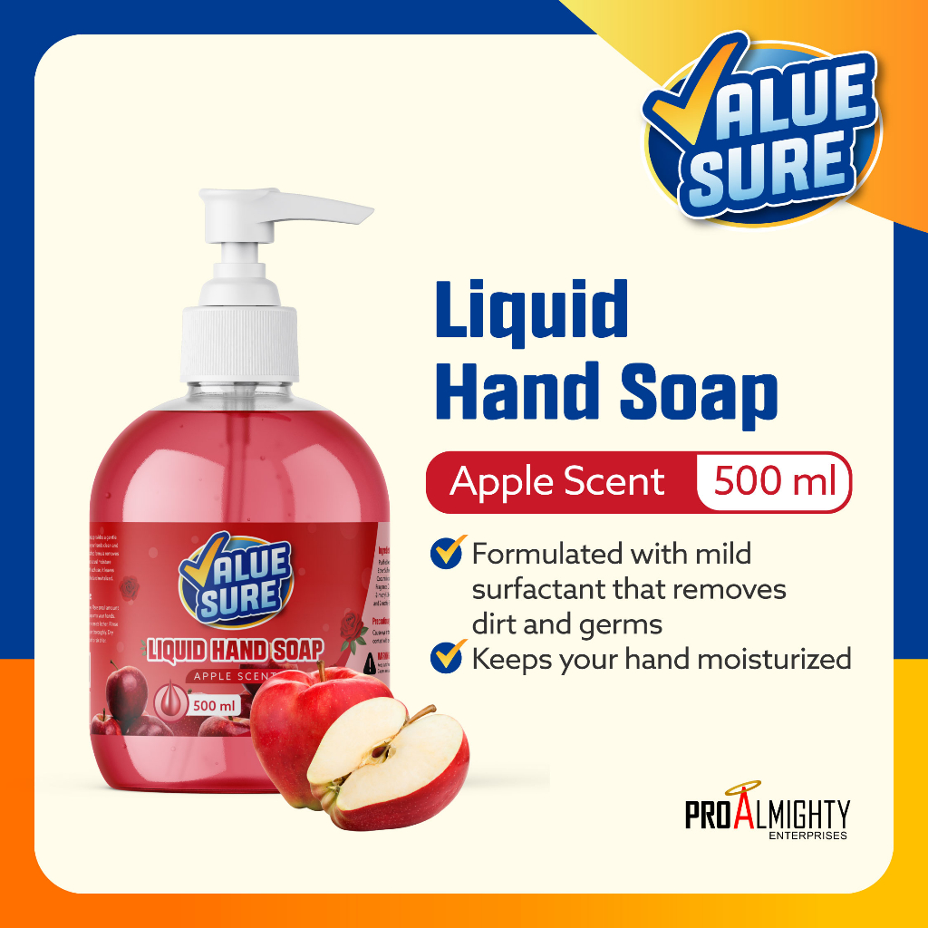 Value Sure Liquid Hand Soap 500ml | Moisturizing & Gentle Clean (Apple ...