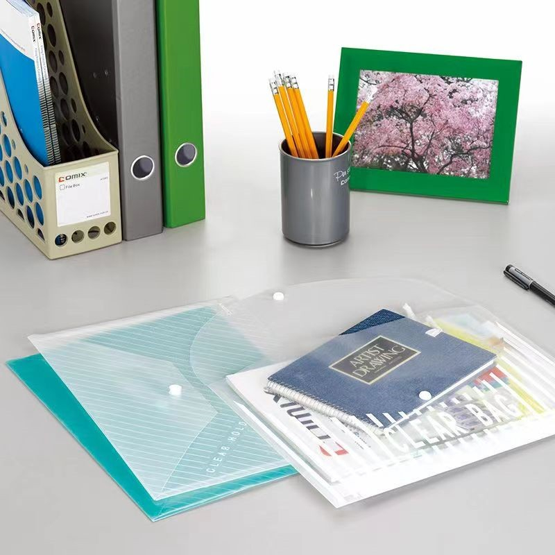 A4 Transparent Envelope Folder Clear Snap Button File Case Plastic ...
