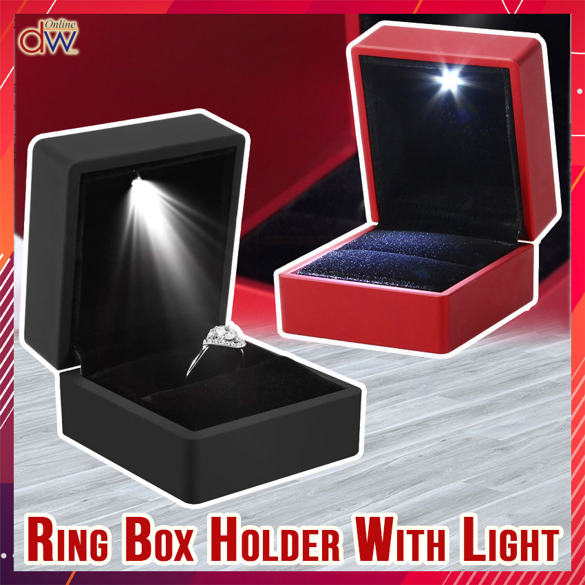 LED Ring Box Lighted Engagement Ring Wedding Jewelry Display Case Gift ...