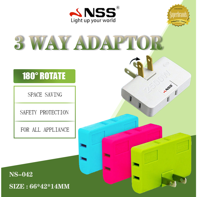 NSS Extension Adaptor Socket Outlet Power Adapter Ultra Thin Three Plug ...