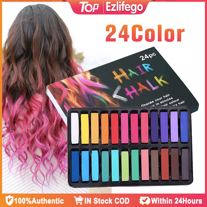 24 Color Hair Color Chalk Set Temporary Hair Chalk Halloween Christmas ...