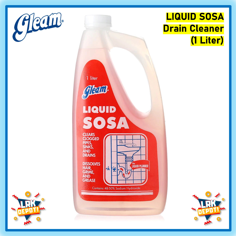 Gleam Liquid Sosa Drain Cleaner 1L (1 Liter) - for Sinks, Pipes, Toilet ...