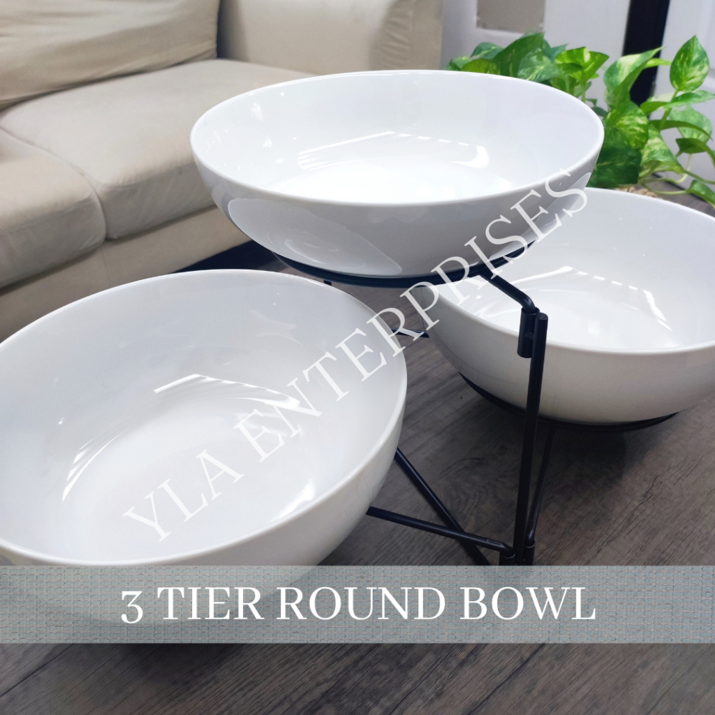 YLA - 3 Tier ROUND BOWL BUFFET SERVER Big Sizes Bowls (2pcs - 10.25 ...