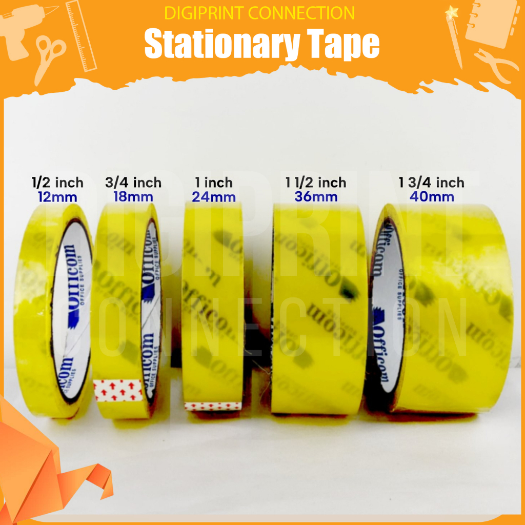 Clear Tape Yellow 45meters (1/2inch, 3/4inch, 1inch, 1 1/2inch, and 1 3 ...