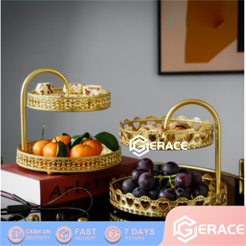 Elegant Gold Double Tier Layer Fruit Dessert Tray Dessert Organizer ...