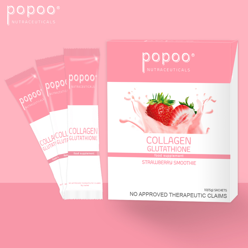 Popoo Beauty Collagen Powder Drink with Glutathione for Healthy Skin ...