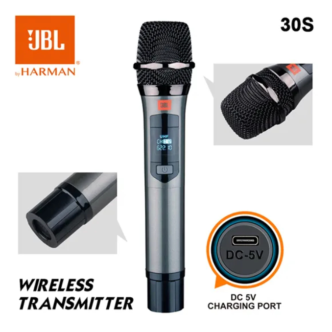 Vocal Set UHF JBL 30s Rechargeable Wireless Microphone with Wireless ...