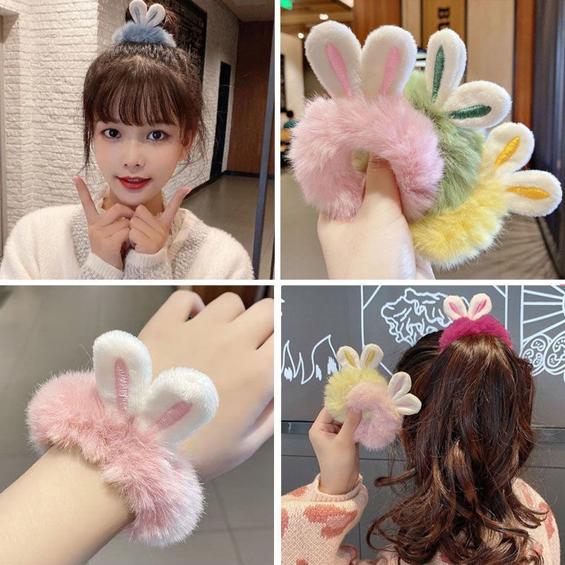 10pcs Tali Korean Fashion Ladies Bunny Turban Elastic Hair Ties Cute