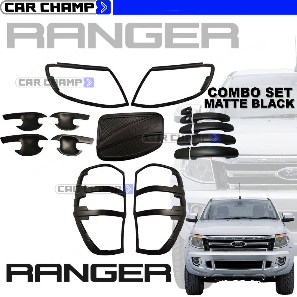 Ford Ranger 2012 to 2015 T6 Garnish Combo set cover matte black 2013 ...