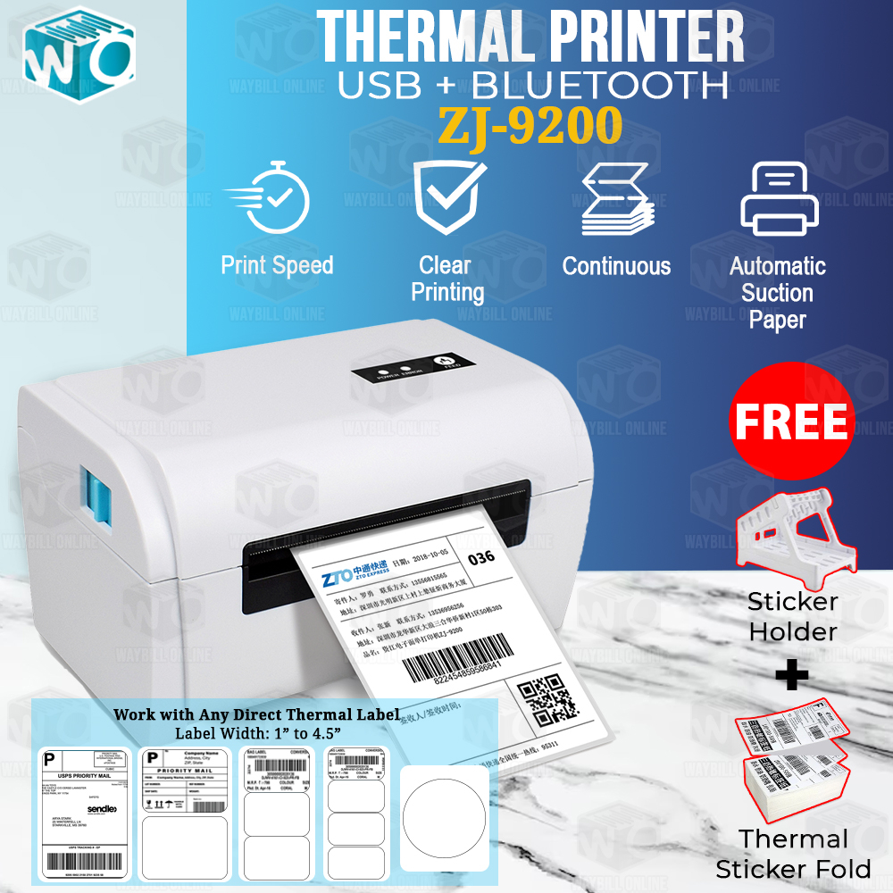 ZJ9200 Waybill Printer A6 Cellphone Bluetooth+USB Thermal Receipt ...