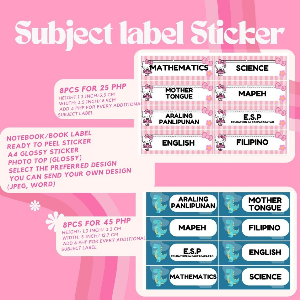 Notebook Subject Sticker Label | Shopee Philippines