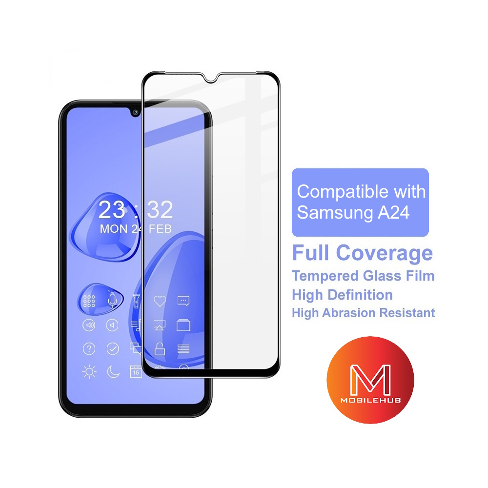 Samsung A24 21D Full Screen Tempered Glass Screen Protector (Black ...