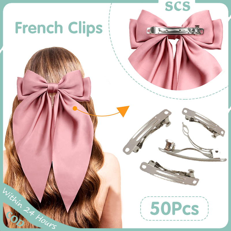 50pcs French Barrette Iron Rectangle Hair Clips,for DIY Clip Craft Bows ...