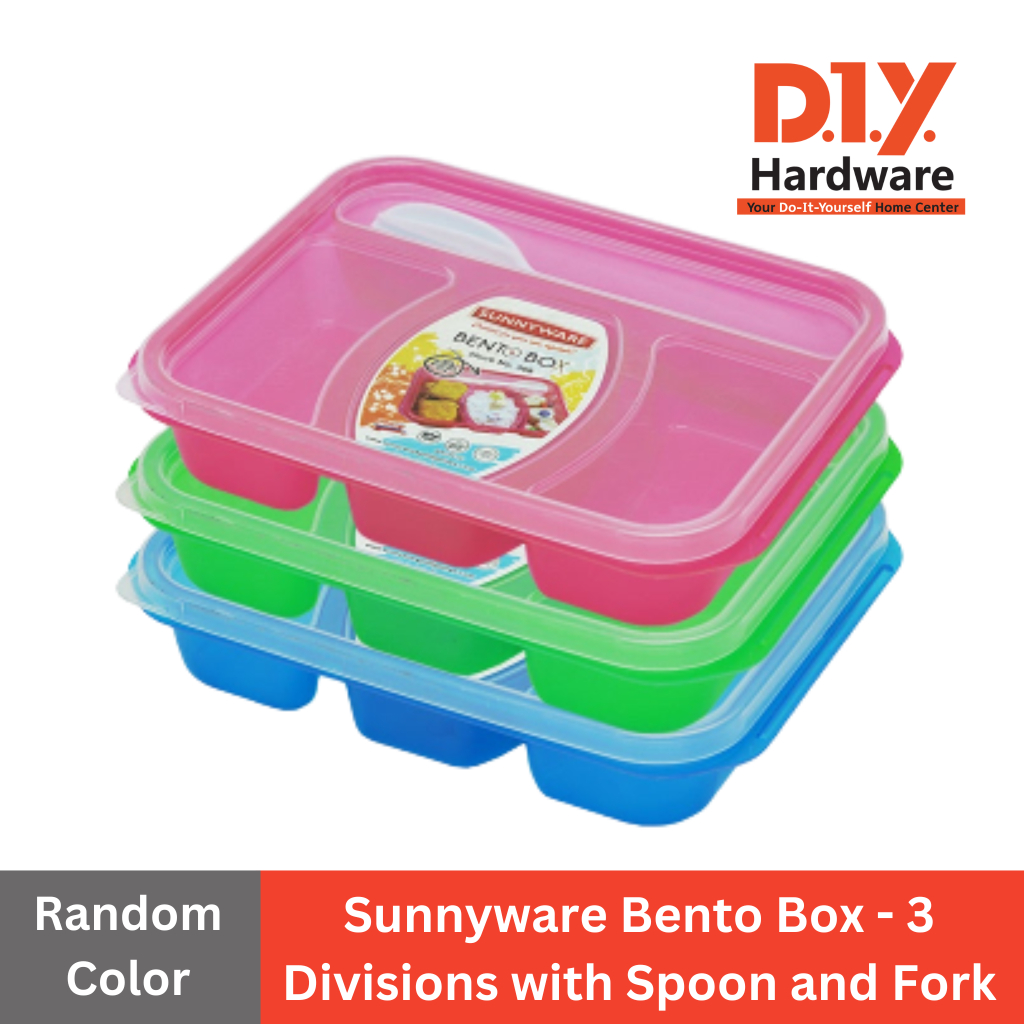Sunnyware Bento Box - 3 Divisions with Spoon and Fork | Shopee Philippines
