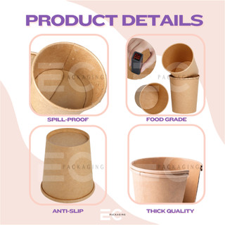 [EC] 50Pcs Kraft Paper Tubs W/ Lid Ice Cream Tub Soup Tub Bowl Takeout ...